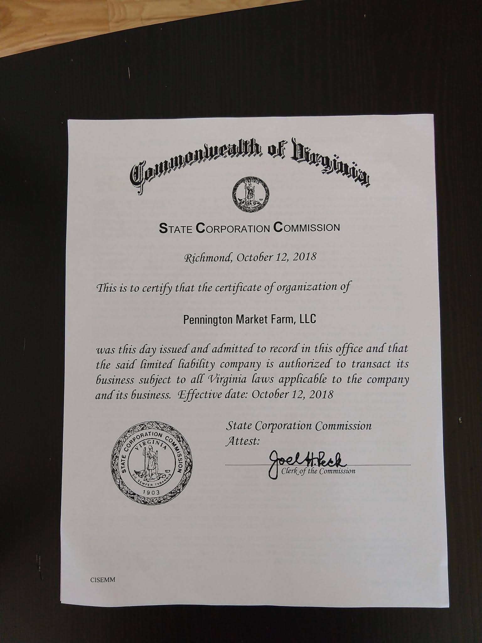SCC certification – Pennington Market Farm